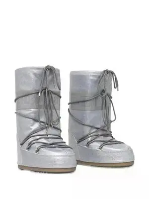 Moon Boot Icon Glitter Lace-up Boots - Silver