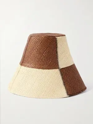 Johanna Ortiz Artesano 'heaven And Earth' Checked Straw Bucket Hat - Brown