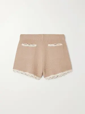 Posse Willow Knitted Shorts With Crochet Trim - Brown