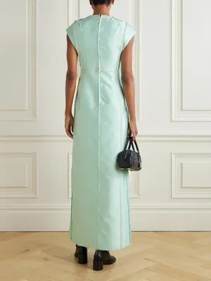 JIL SANDER Sleeveless Frayed Satin Maxi Dress
