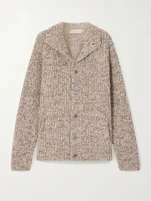 GOD’S TRUE CASHMERE God's True Cashmere Ribbed Cardigan With Labradorite Buttons