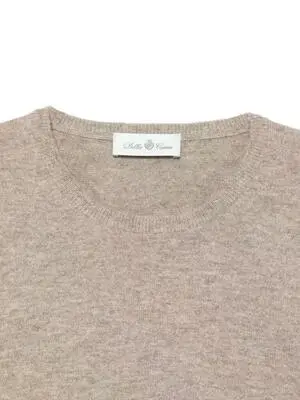 DELLA CIANA Crew Neck Fine Knit Sweater - Neutrals