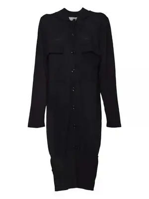 SOLOTRE Buttoned Knitted Midi Dress - Black