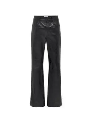 MARINE SERRE Glossy Moon Motif Leather Trousers - Black