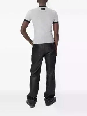 MARINE SERRE Monogram-embossed Leather Trousers