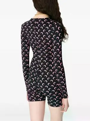 MARINE SERRE Moon Print Jersey Playsuit - Black