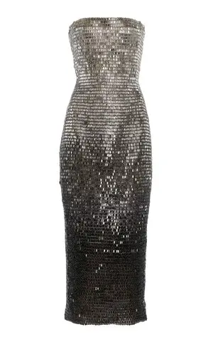OSCAR DE LA RENTA Sequined Midi Dress