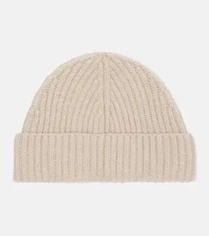 Loewe Anagram Ribbed-knit Cashmere Beanie - Beige