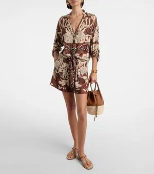 Poupette St Barth Isabelle High-rise Printed Shorts - Brown