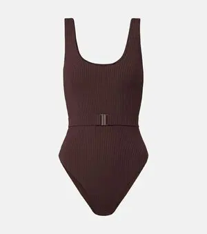 Melissa Odabash Ribbed Belted Swimsuit - Brown