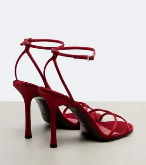 JIMMY CHOO Leo 100 Satin Sandals - Red