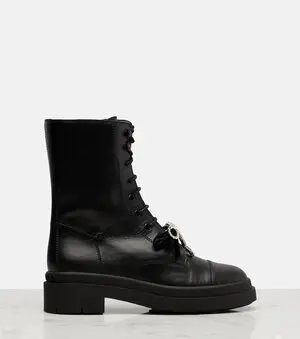 JIMMY CHOO Averi Leather Bow Detail Lace-up Boots