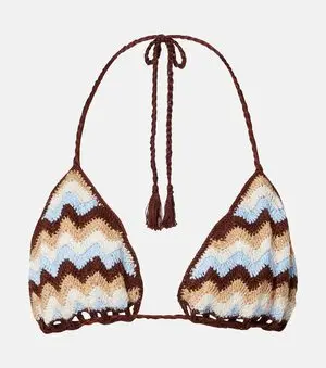 Anna Kosturova Summer Chevron Crochet Bikini Top - Multicoloured