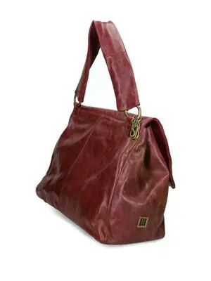 A.S.98 Burgundy Leather Flap Shoulder Bag