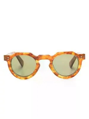 LESCA Crown Tortoiseshell Round-frame Sunglasses - Brown