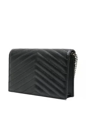 Saint Laurent Chevron Chain Clutch Bag - Black