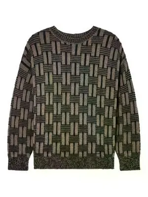 Giorgio Armani Crew Neck Geometric Pattern Sweater