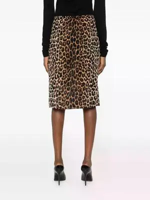 Saint Laurent Animal Print Knee Length Skirt