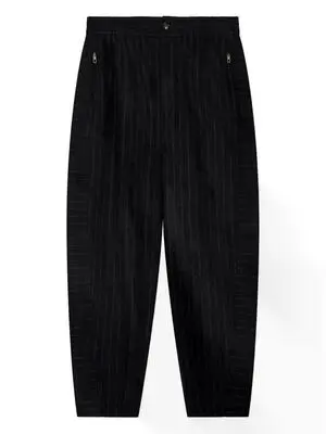 Giorgio Armani Pinstriped Tapered Trousers - Black