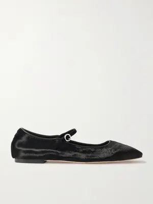 AeydĒ Uma Calf Hair Mary Jane Ballet Flats - Black