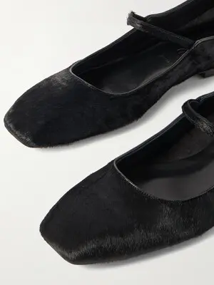 AeydĒ Uma Calf Hair Mary Jane Ballet Flats - Black