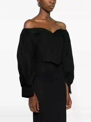 RHIZOME Veracruz Off-shoulder Corset Top With Puff Sleeves And Tie Fastening
