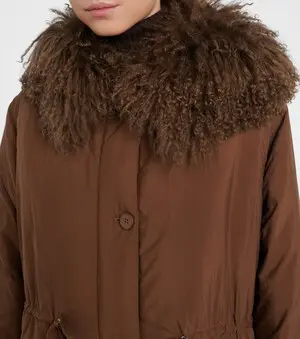 YVES SALOMON Doudoune Shearling-trimmed Down Coat