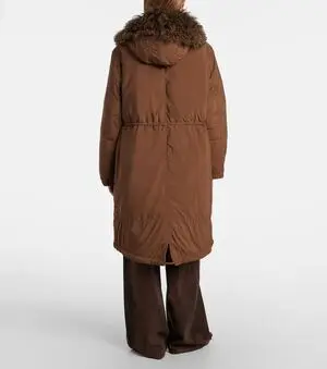 YVES SALOMON Doudoune Shearling-trimmed Down Coat