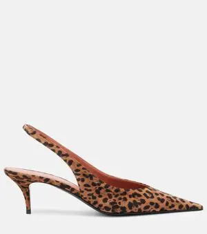 Amina Muaddi Leopard-print Suede Slingback Pumps - Multicoloured
