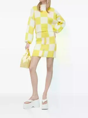 Stine Goya Checkerboard Button Mini Skirt - Yellow