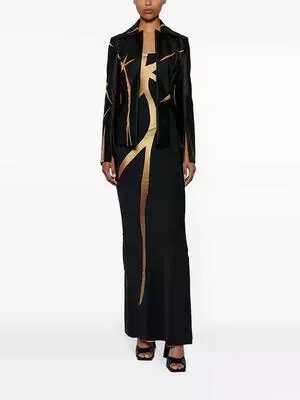DI PETSA Gold-tone Faux Leather Blazer