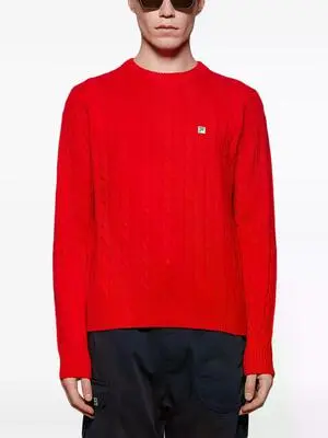FILA Cable Knit Crew Neck Jumper - Red