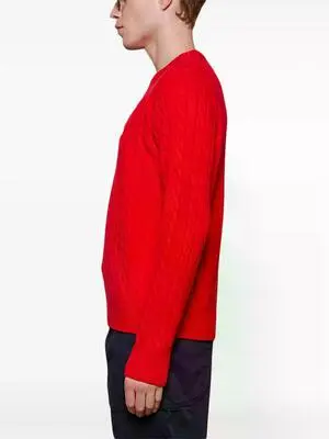 FILA Cable Knit Crew Neck Jumper - Red