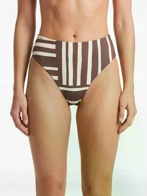 SIR. Linocut Striped Bikini Bottom - Brown