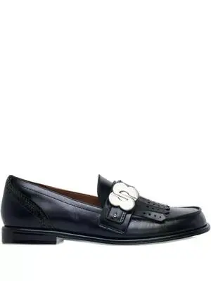SHUSHU/TONG Square-toe Loafers With Flower Detail - Black