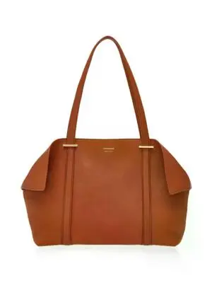 FERRAGAMO Calfskin Leather Folded Tote Bag - Brown