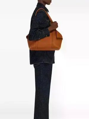 FERRAGAMO Calfskin Leather Folded Tote Bag - Brown