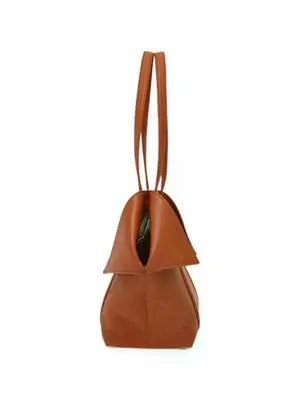 FERRAGAMO Calfskin Leather Folded Tote Bag - Brown
