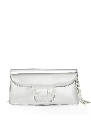 FERRAGAMO Mini Crystal-embellished Gancini Clutch Bag - Silver