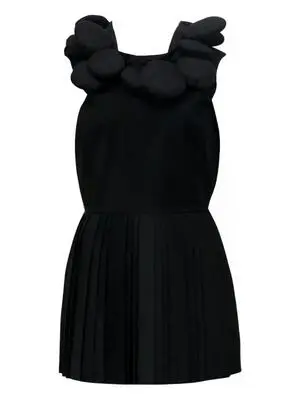 PUSHBUTTON Pleated Mini Dress - Black