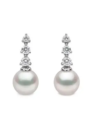 Yoko London 18k White Gold Akoya Pearl And Diamond Drop Earrings - Silver