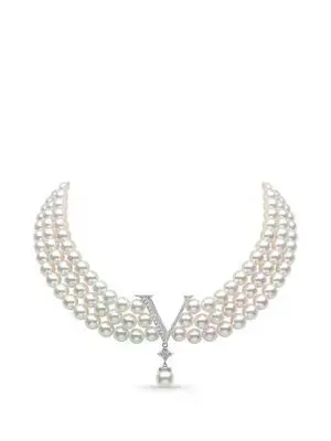 Yoko London 18k White Gold Akoya Pearl And Diamond Necklace - Silver