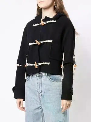 Rokh Hooded Duffle Jacket With Cut-out Detailing