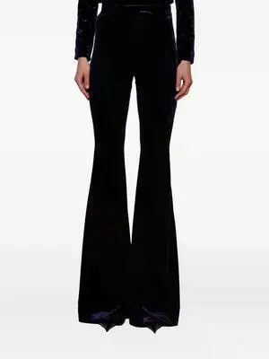 Alex Perry Velvet Flared Trousers - Blue