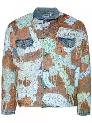 EARTHLING VIP Denim Jacket With Crochet Detailing - Brown