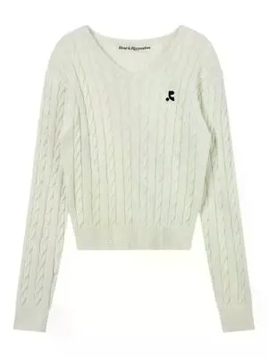 REST&RECREATION V-neck Cable Knit Sweater
