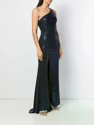 BLANCA VITA One-shoulder Sequin Gown