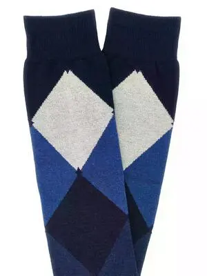 BALLANTYNE Diamond Patterned Knee High Stockings - Blue