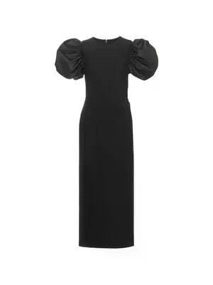 ROTATE BY BIRGER CHRISTENSEN Puff Sleeve Midi Dress - Black