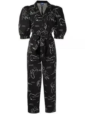 Lhd Abstract Print Jumpsuit - Black